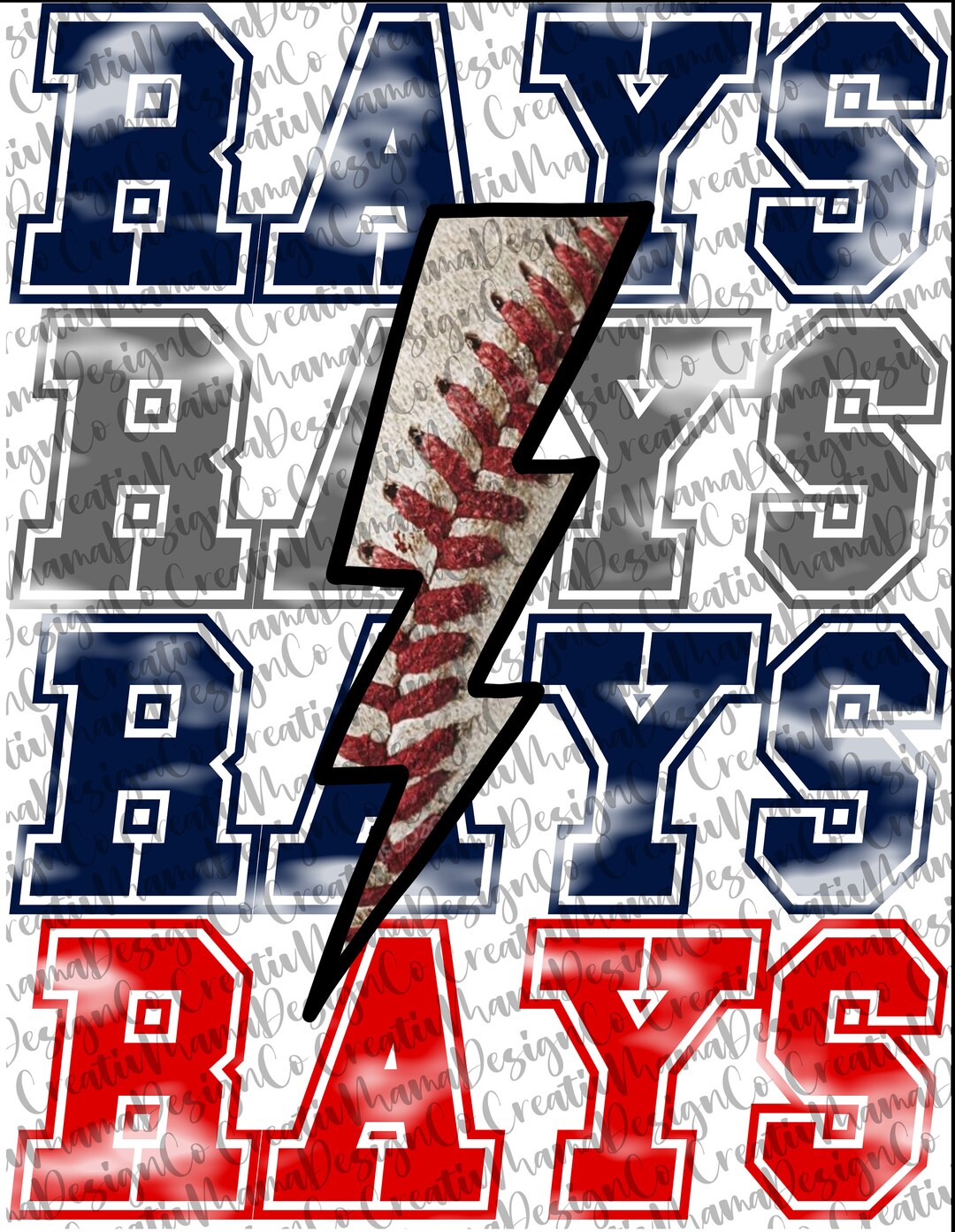 Rays Baseball - Navy, Red and Grey - Etsy