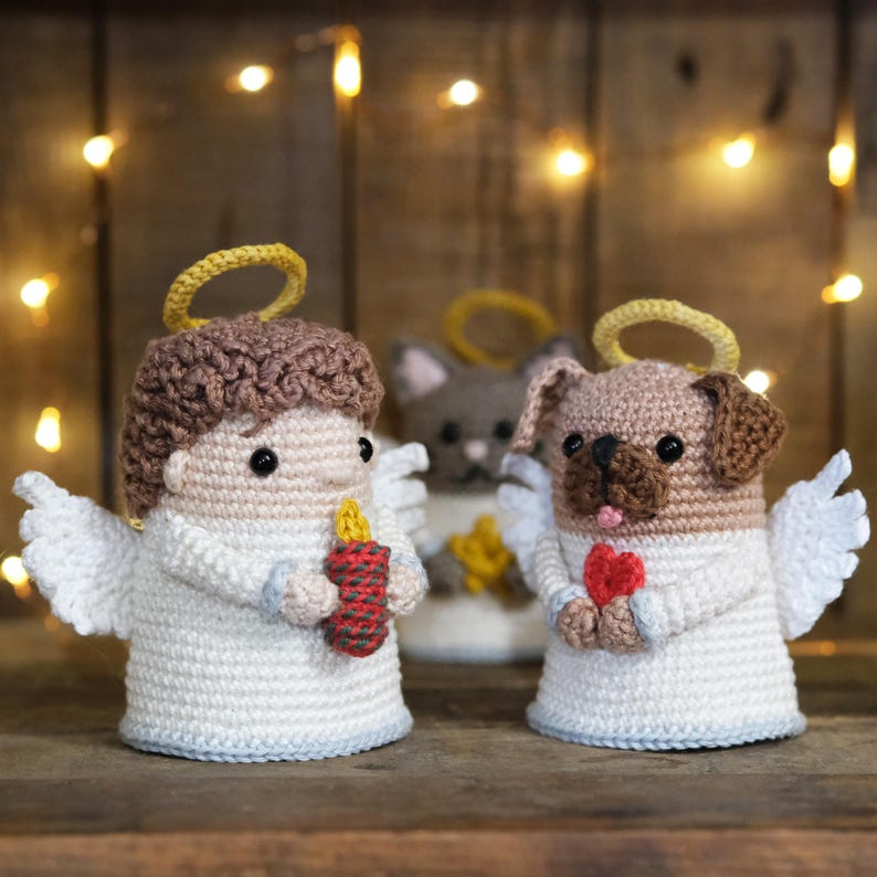 Patrón de crochet para trío de ángeles en PDF • Juego de adornos ...