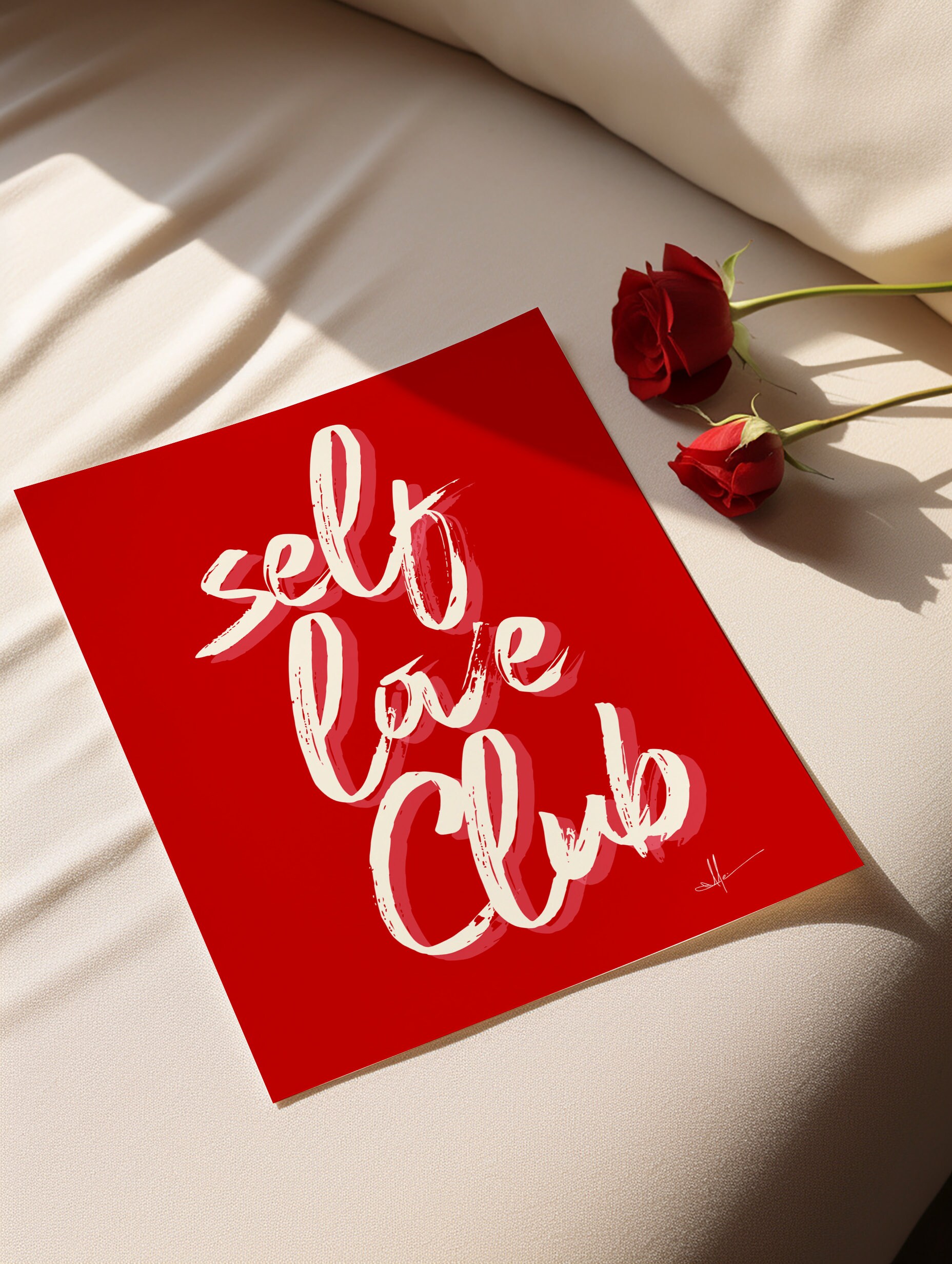 Self Love Club Poster, Red Typography Print, Valentine's Day Poster ...