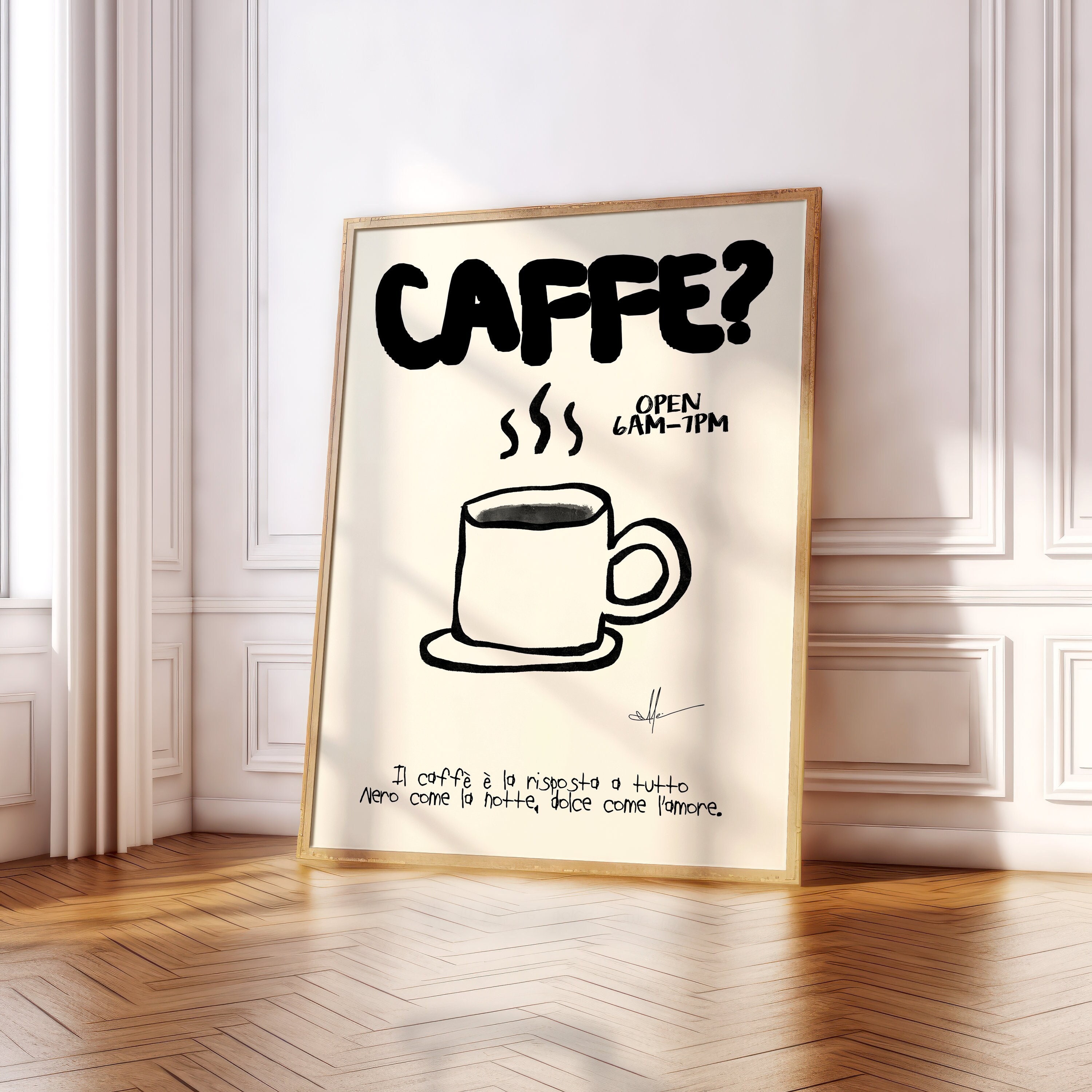 Caffe Italian Aesthetic Poster, Mid Century, Coffee Print, Espresso ...