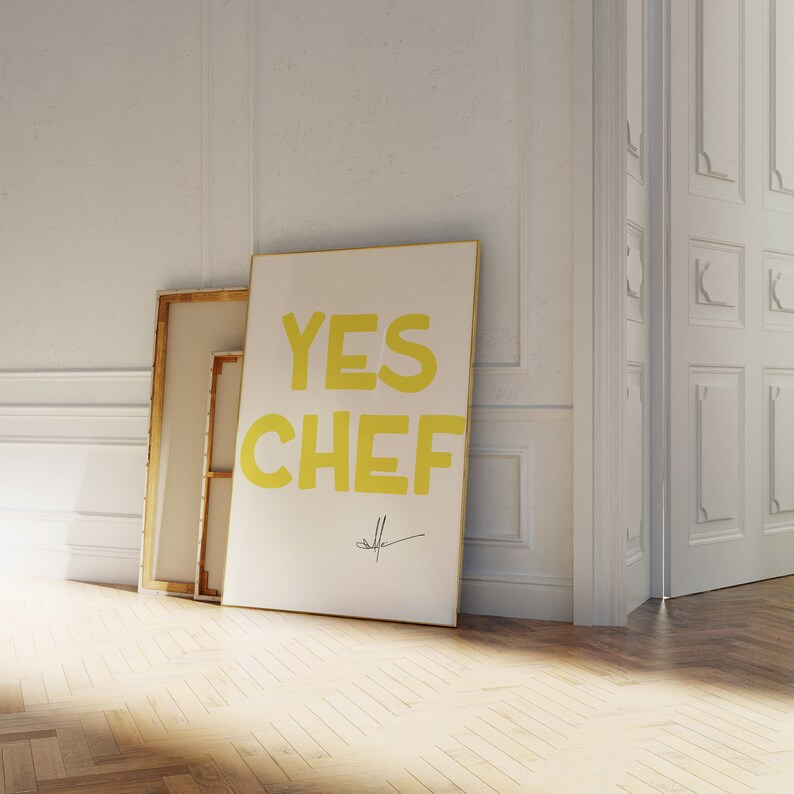 Yes Chef Poster Print Cute Kitchen Wall Art Typography - Etsy