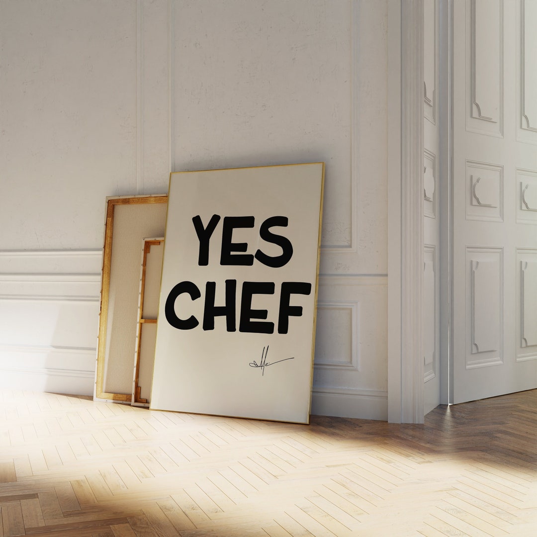 Yes Chef Poster, Minimalistic Kitchen Print, Typography Print, Gift for ...