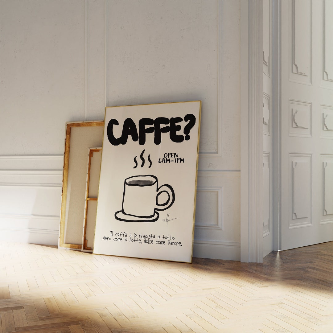 Caffe Italian Aesthetic Poster, Mid Century, Coffee Print, Espresso ...