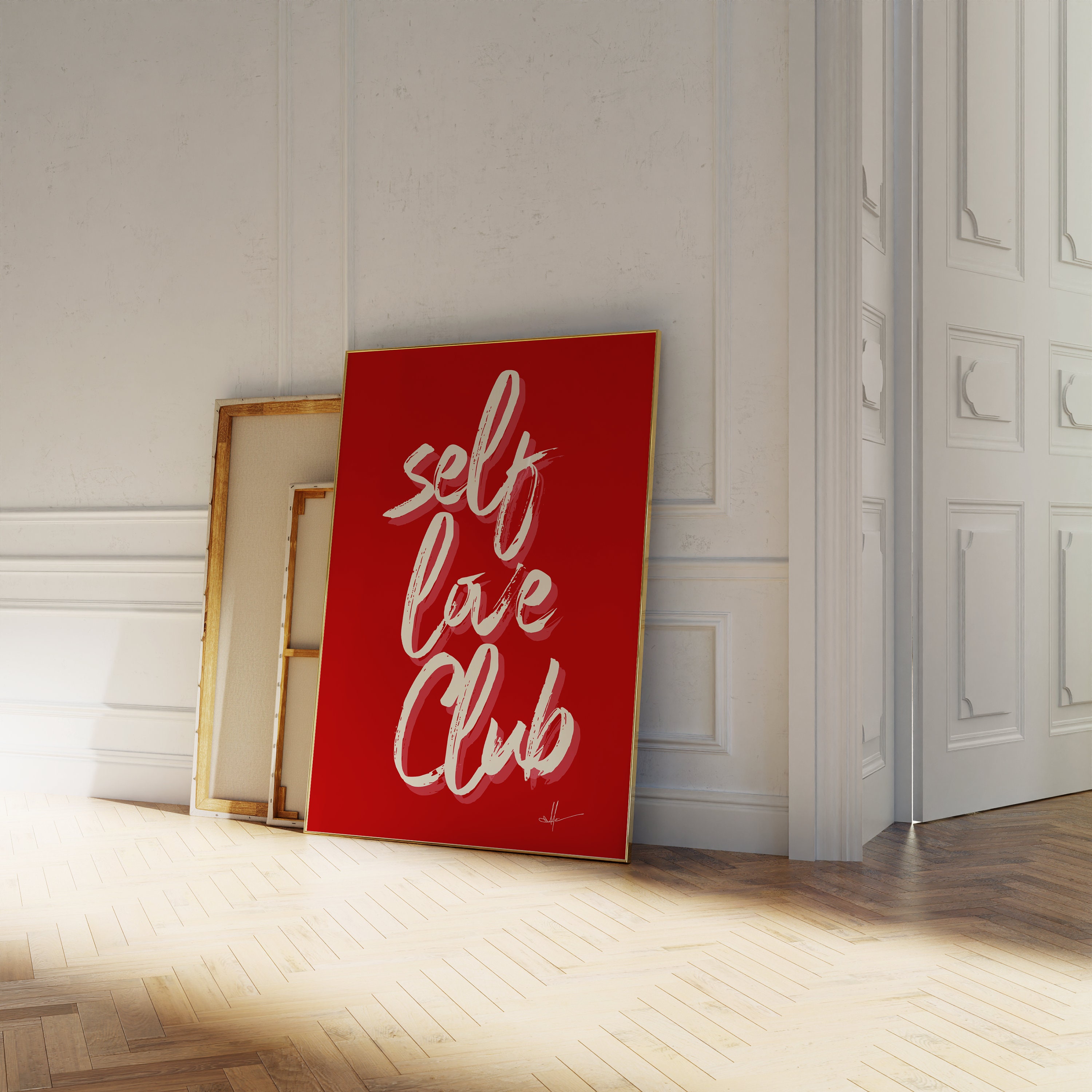 Self Love Club Poster, Red Typography Print, Valentine's Day Poster ...