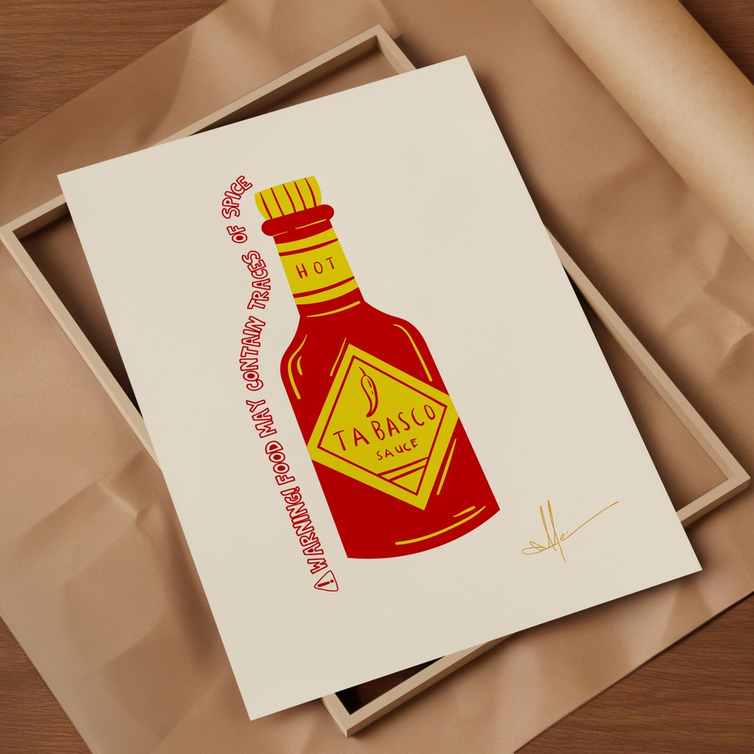 Tabasco Sauce Wall Art - Kitchen Poster - Retro Food Decor - Condiment ...