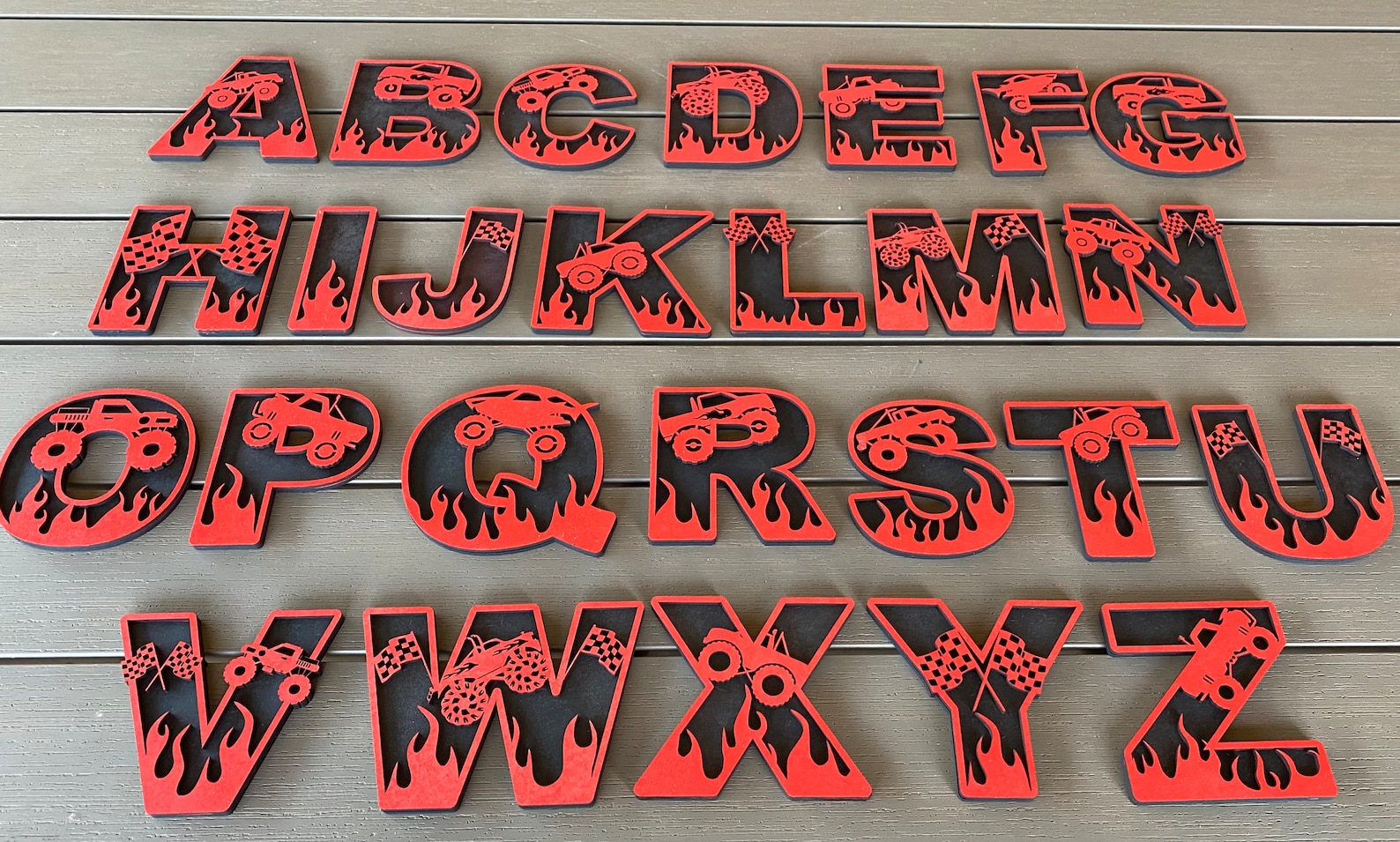 Monster Truck Alphabet Letters SVG DXF IA Cut File - Etsy UK
