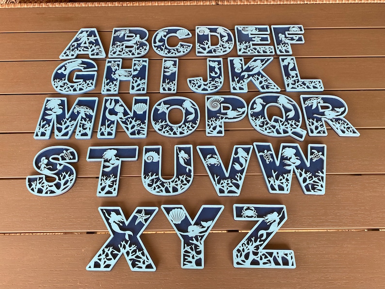 Mermaid Alphabet Letters SVG DXF IA Cut File - Etsy