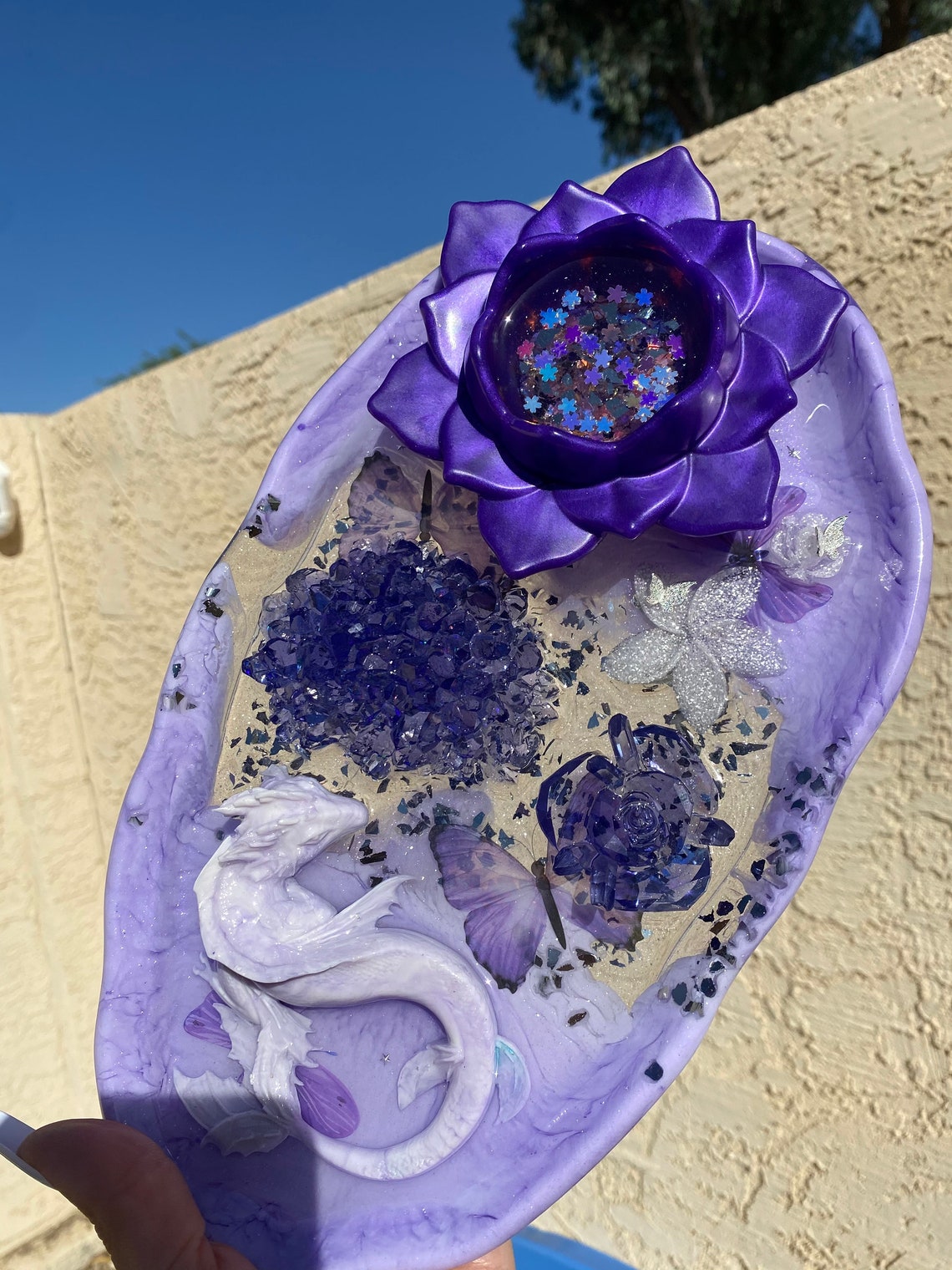 Dragon Tray, Fantasy Dragon Resin Decorative Tray, Whimsical Dragon Art ...