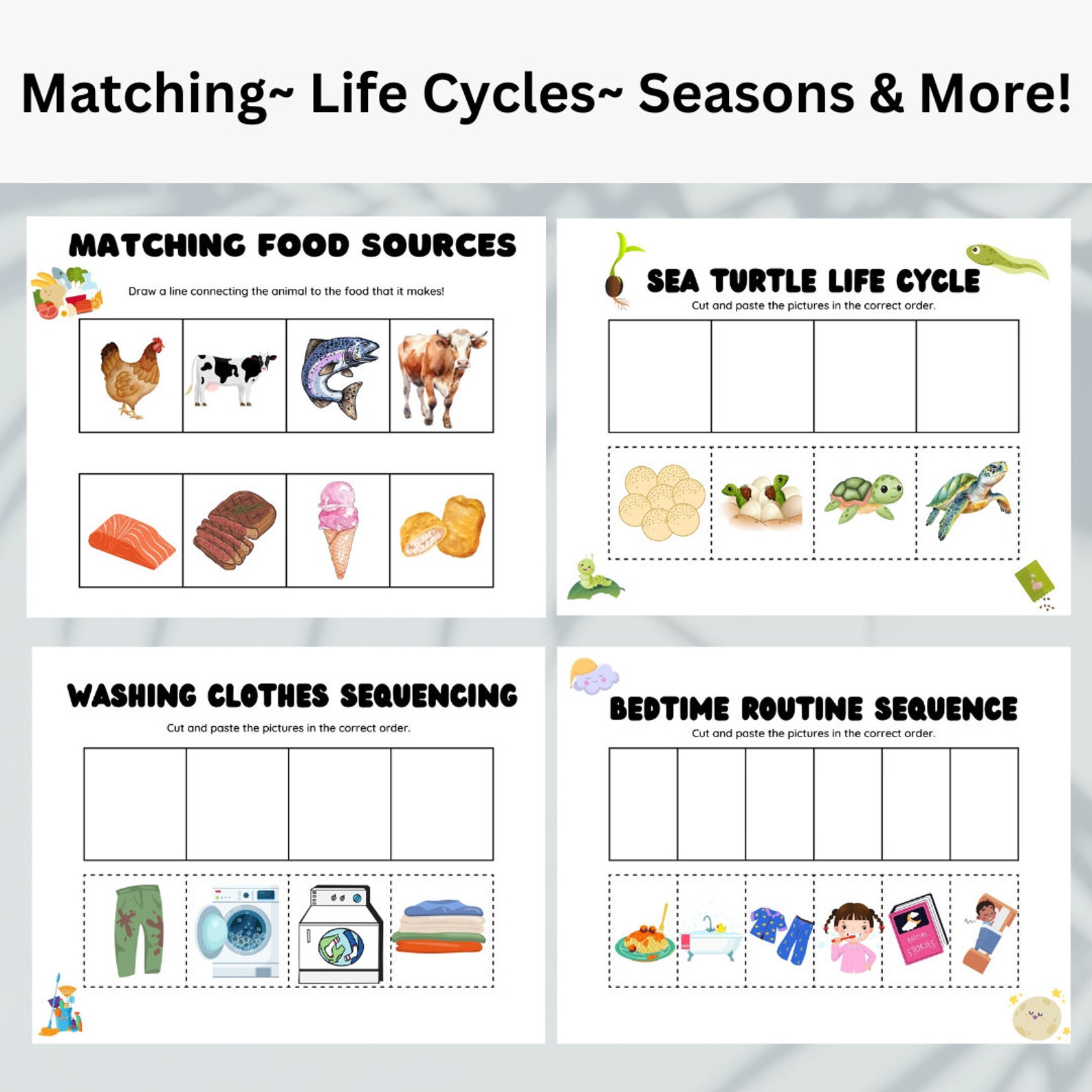 Preschool Sequence Cards Printable Montessori Cards Digital Download ...