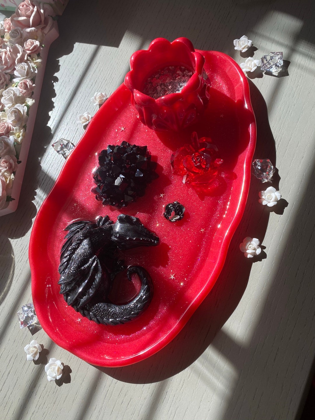 Dragon Tray Black Resin Dragon Decorative Tray Japanese Style Dragon ...