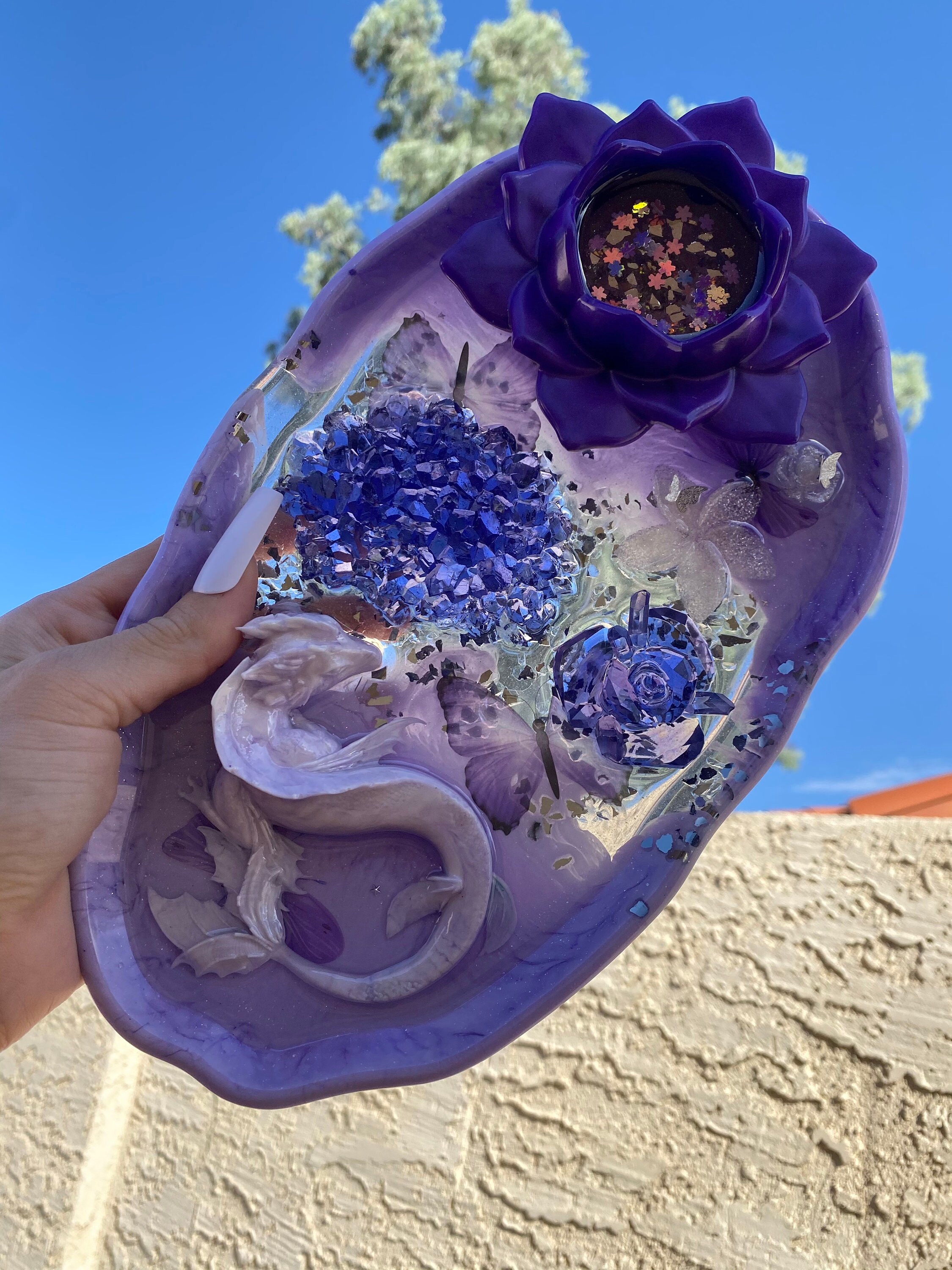 Dragon Tray, Fantasy Dragon Resin Decorative Tray, Whimsical Dragon Art ...