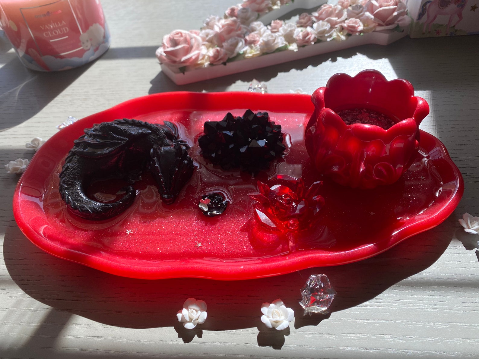 Dragon Tray Black Resin Dragon Decorative Tray Japanese Style Dragon ...