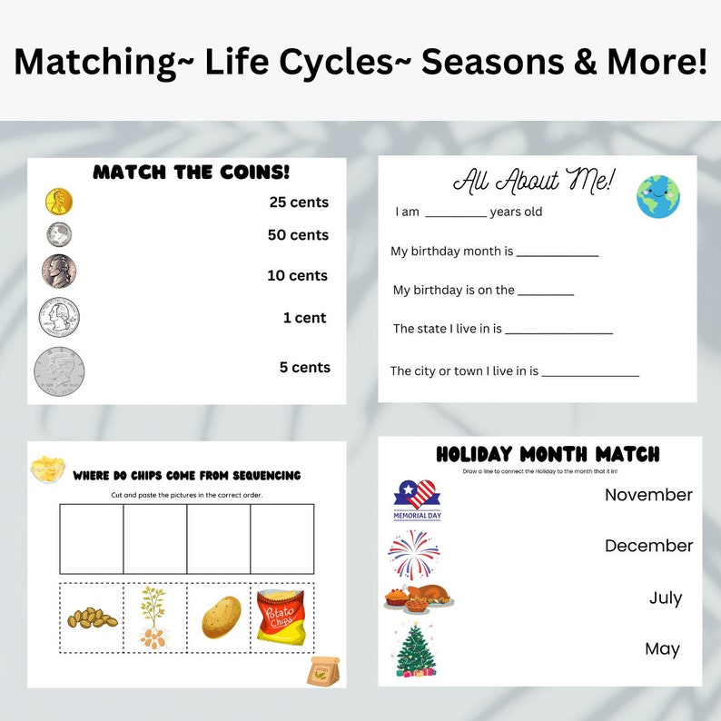 Preschool Sequence Cards Printable Montessori Cards Digital Download ...