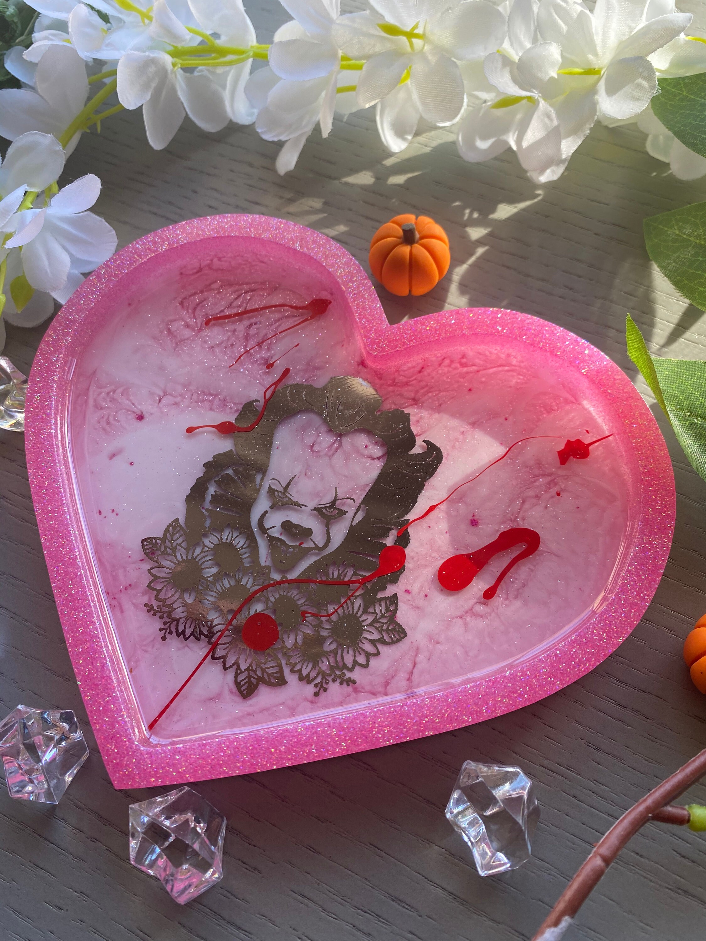 Killer Clown Resin Heart Tray, Pastel Goth Tray, Killer Clown Decor ...