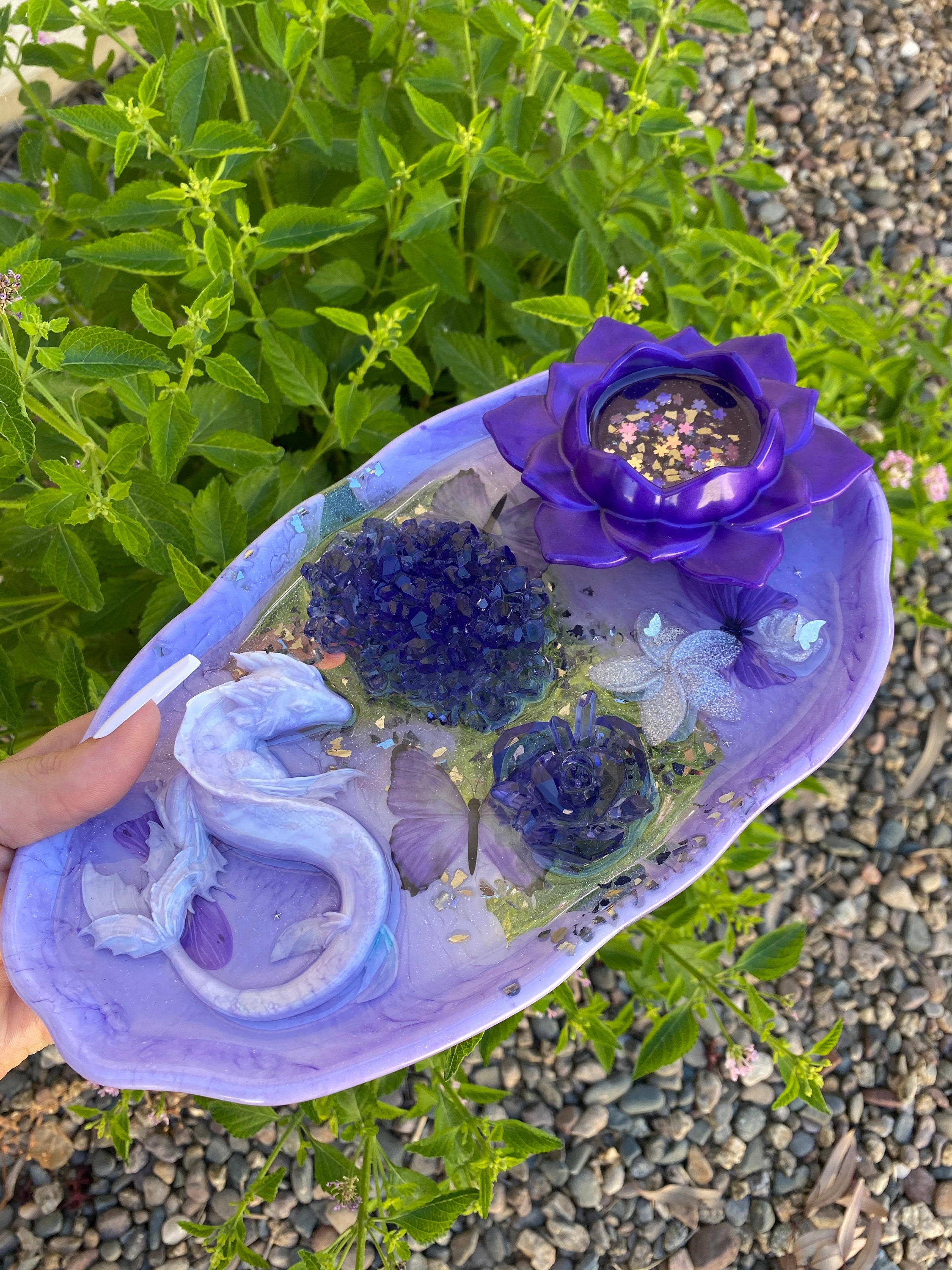 Dragon Tray, Fantasy Dragon Resin Decorative Tray, Whimsical Dragon Art ...