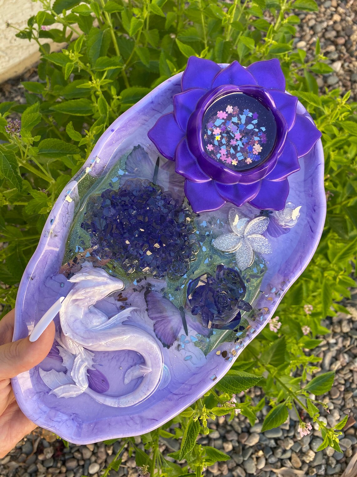 Dragon Tray, Fantasy Dragon Resin Decorative Tray, Whimsical Dragon Art ...