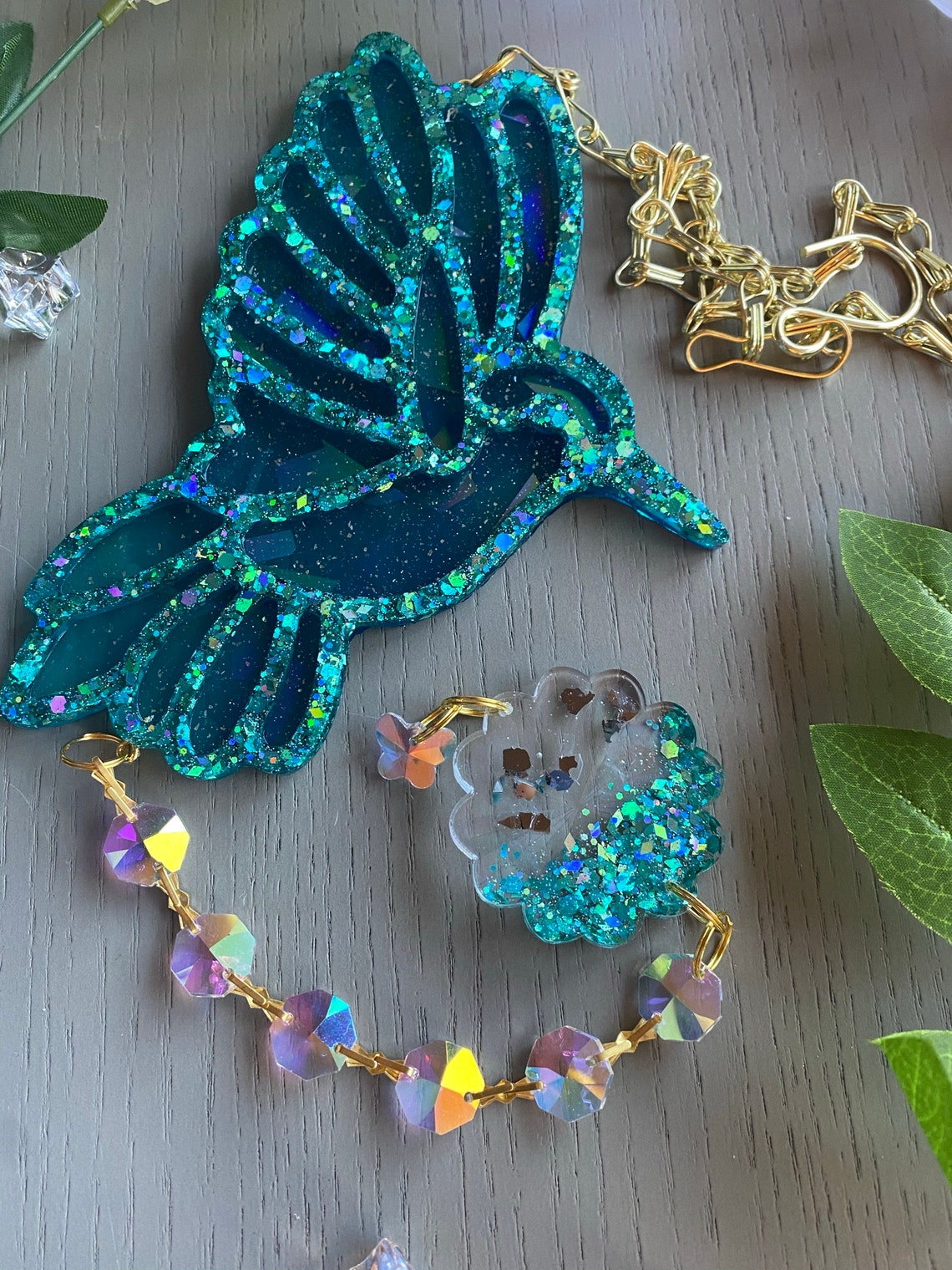 Turquoise Hummingbird Suncatcher , Window Art, Crystal Suncatcher, Bird ...