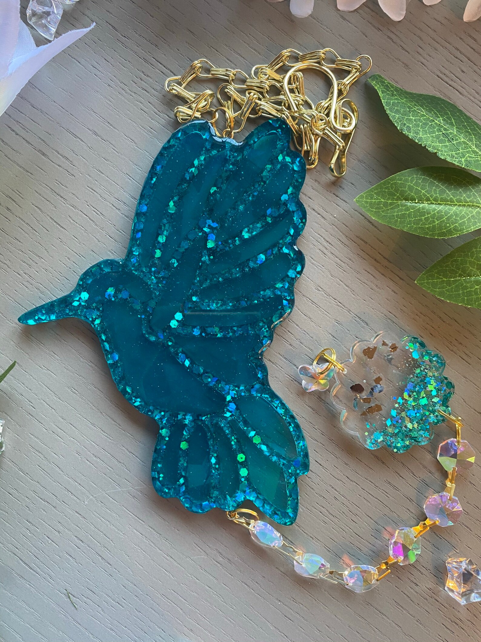 Turquoise Hummingbird Suncatcher , Window Art, Crystal Suncatcher, Bird ...