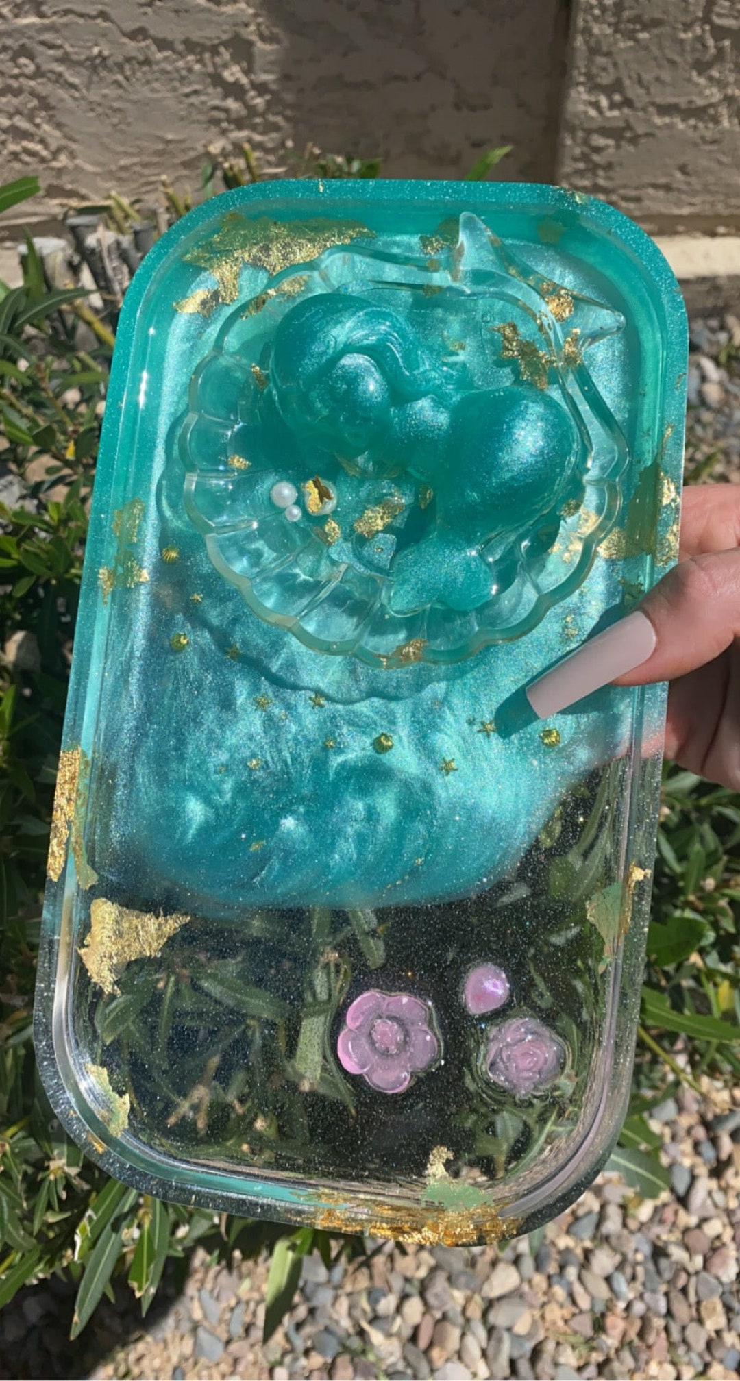 Turquoise Mermaid Tray Sakura Mermaid Art Celestial Mermaid - Etsy