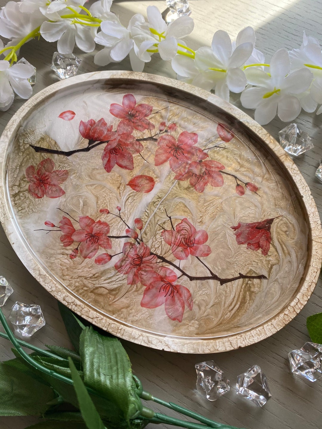 Decorative Tray Floral Tray Floral Platter Small Jewelry Tray ...