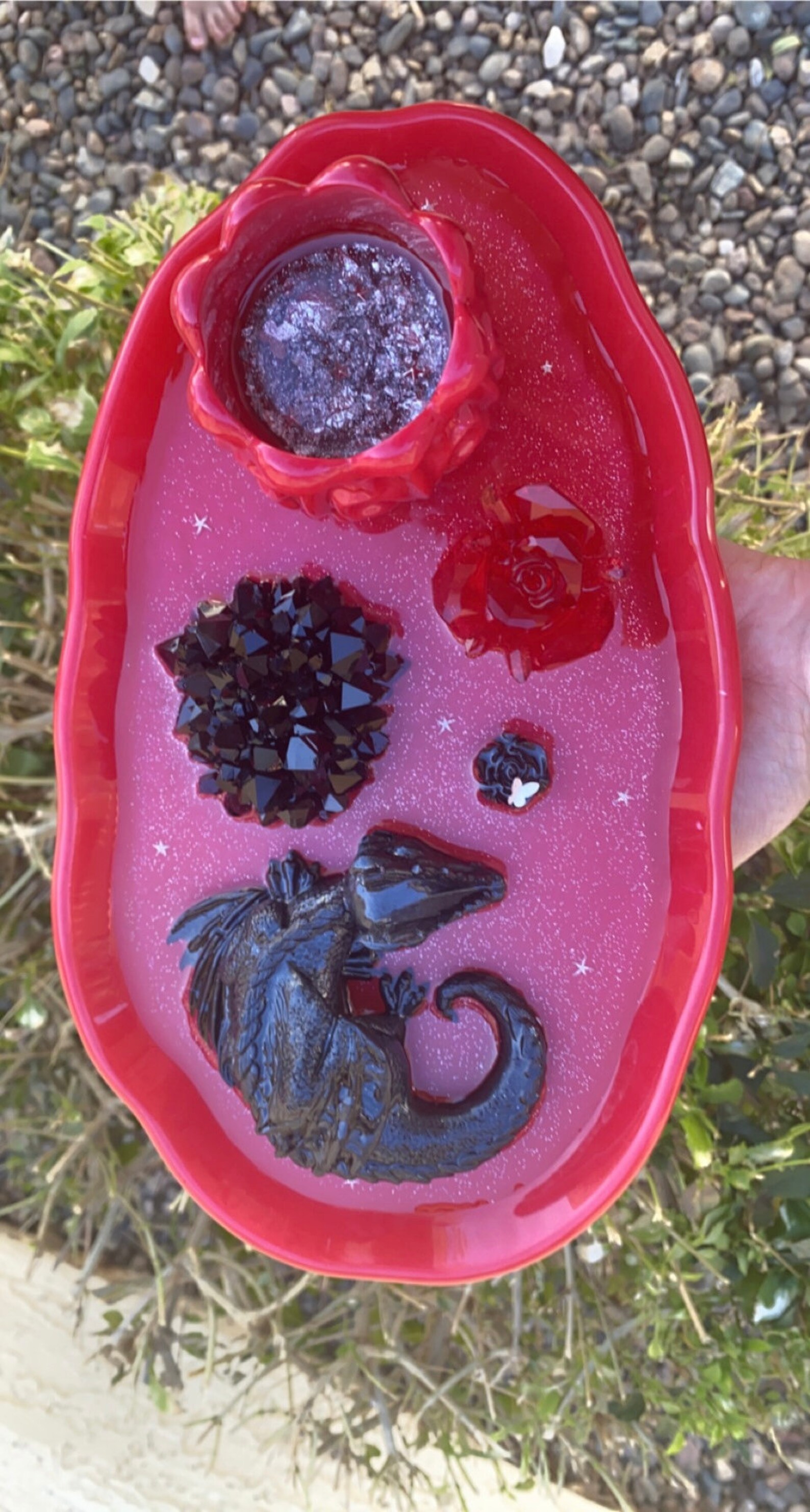 Dragon Tray Black Resin Dragon Decorative Tray Japanese Style Dragon ...
