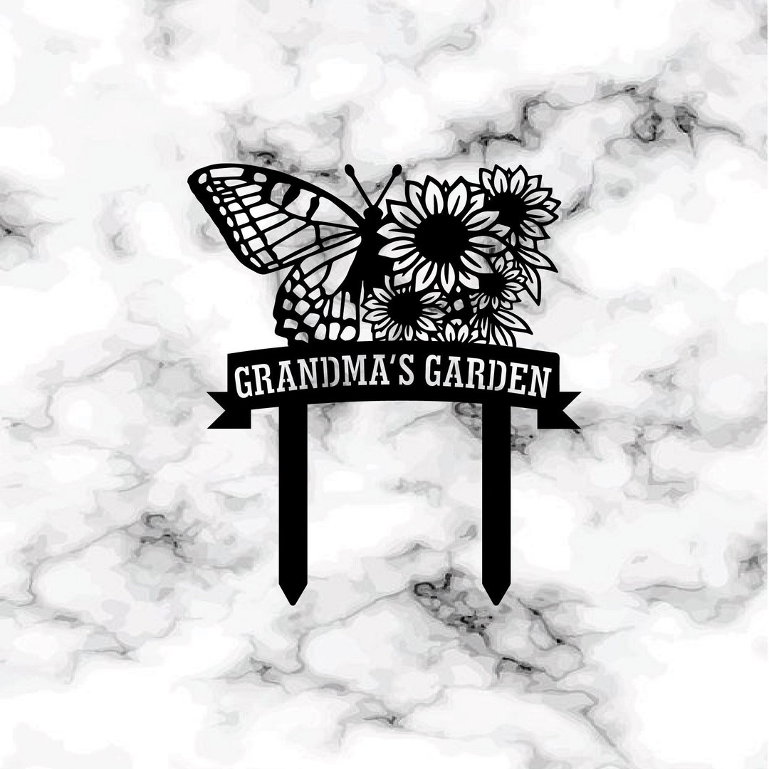 Butterfly With Flower Garden Metal Sign, Custom Bird Stakes Garden Sign ...