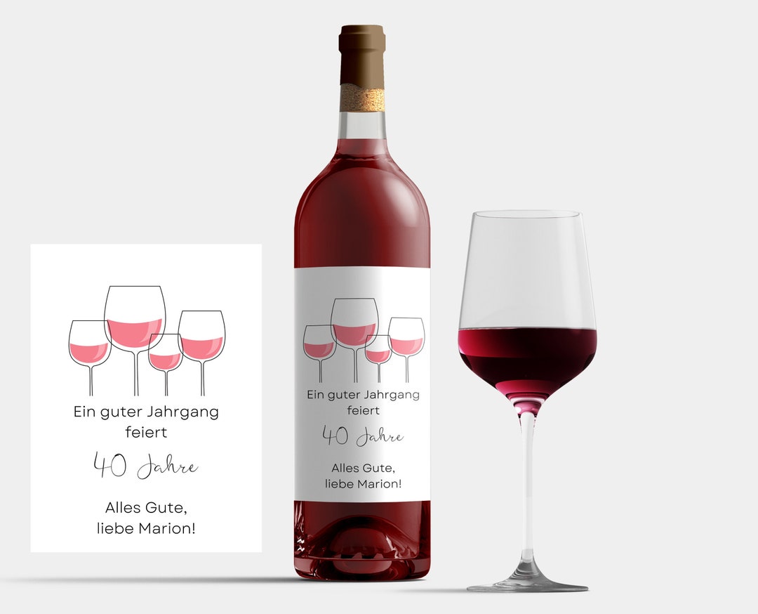 Flaschenetikett Personalisiert Geburtstag Wein Aufkleber lustig Wein ...