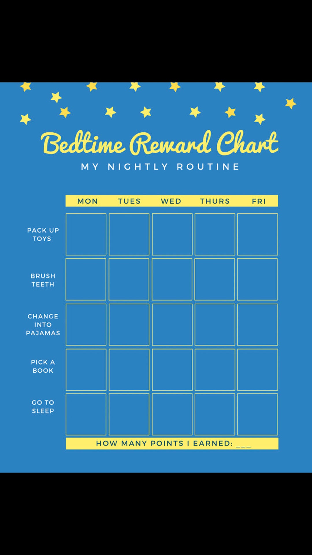 Bedtime Routine Reward Chart - Etsy