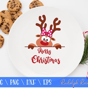 Peeking Cartoon Deer Rudolph SVG PNG Santa's Reindeer Rudolph Faces ...