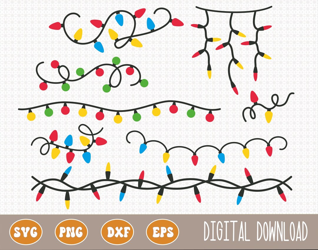 SVG PNG Christmas Clipart, Christmas Lights SVG, Glow Christmas Lights ...