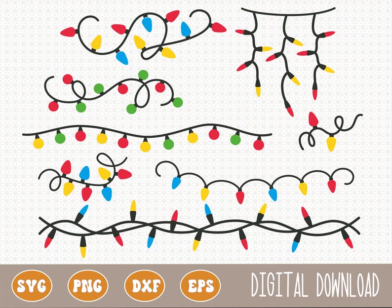 SVG PNG Christmas Clipart, Christmas Lights SVG, Glow Christmas Lights ...