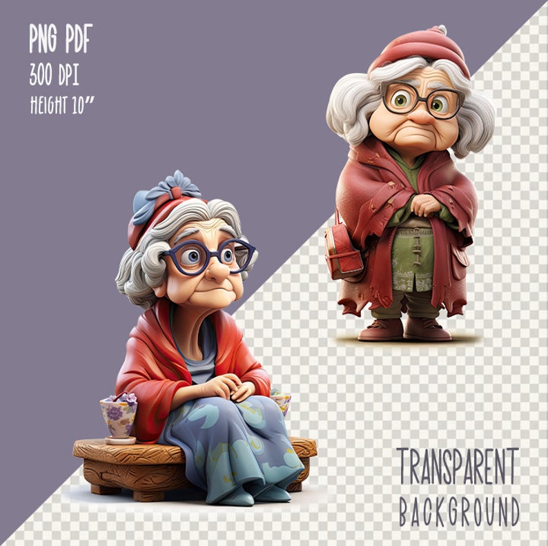 15 PNG Funny Old Lady Clipart, Cartoon Grandma, Grumpy Old Age Woman ...