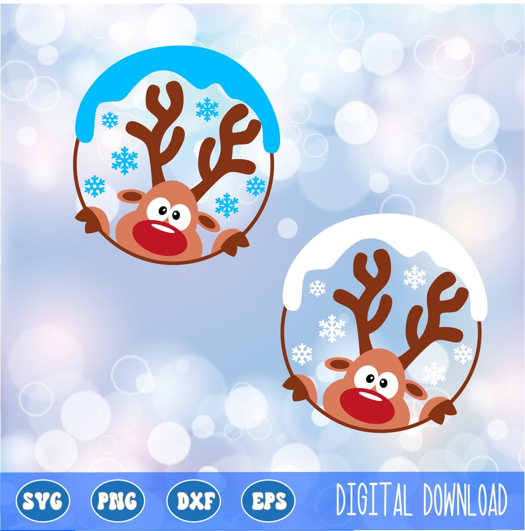 Christmas Cartoon Deer Horns and Nose Svg, Peeking Reindeer Rudolph ...