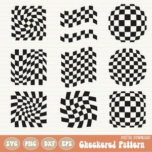 SVG PNG Wavy Checkered Pattern, Checkerboard, Retro Wavy Background, Square Pattern, Sublimation ...