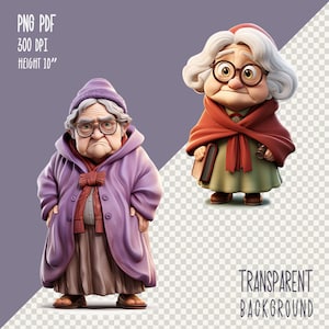15 PNG Funny Old Lady Clipart, Cartoon Grandma, Grumpy Old Age Woman ...