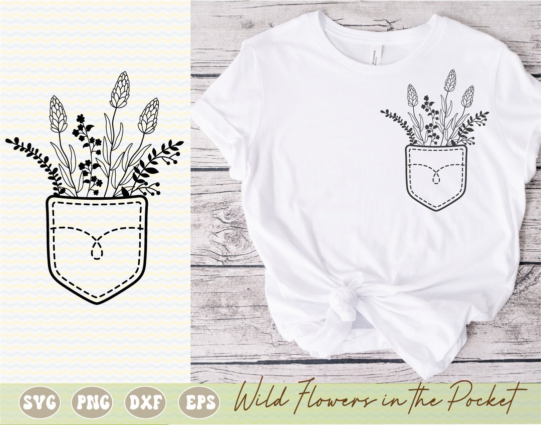 Wild Flowers in the Pocket SVG PNG , Flowers in Pocket, Hand Drawn ...