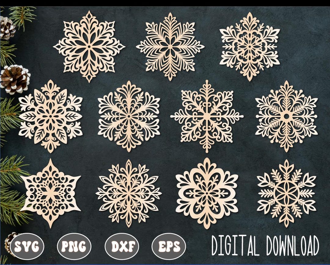 SVG PNG Christmas Clipart, 11 Snowflakes Svg Png Dxf, Xmas Snowflakes ...