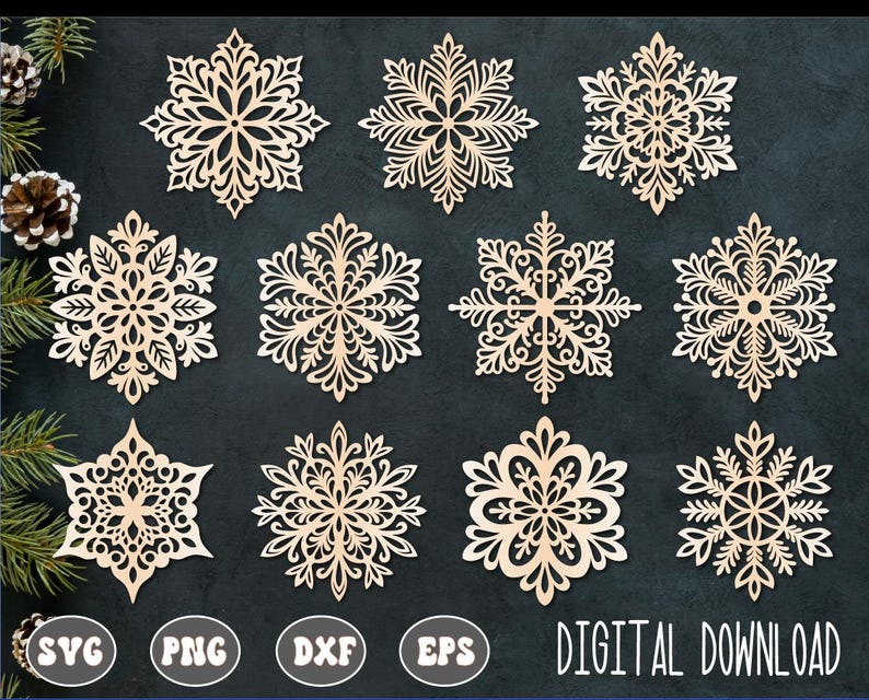 SVG PNG Christmas Clipart, 11 Snowflakes Svg Png Dxf, Xmas Snowflakes ...
