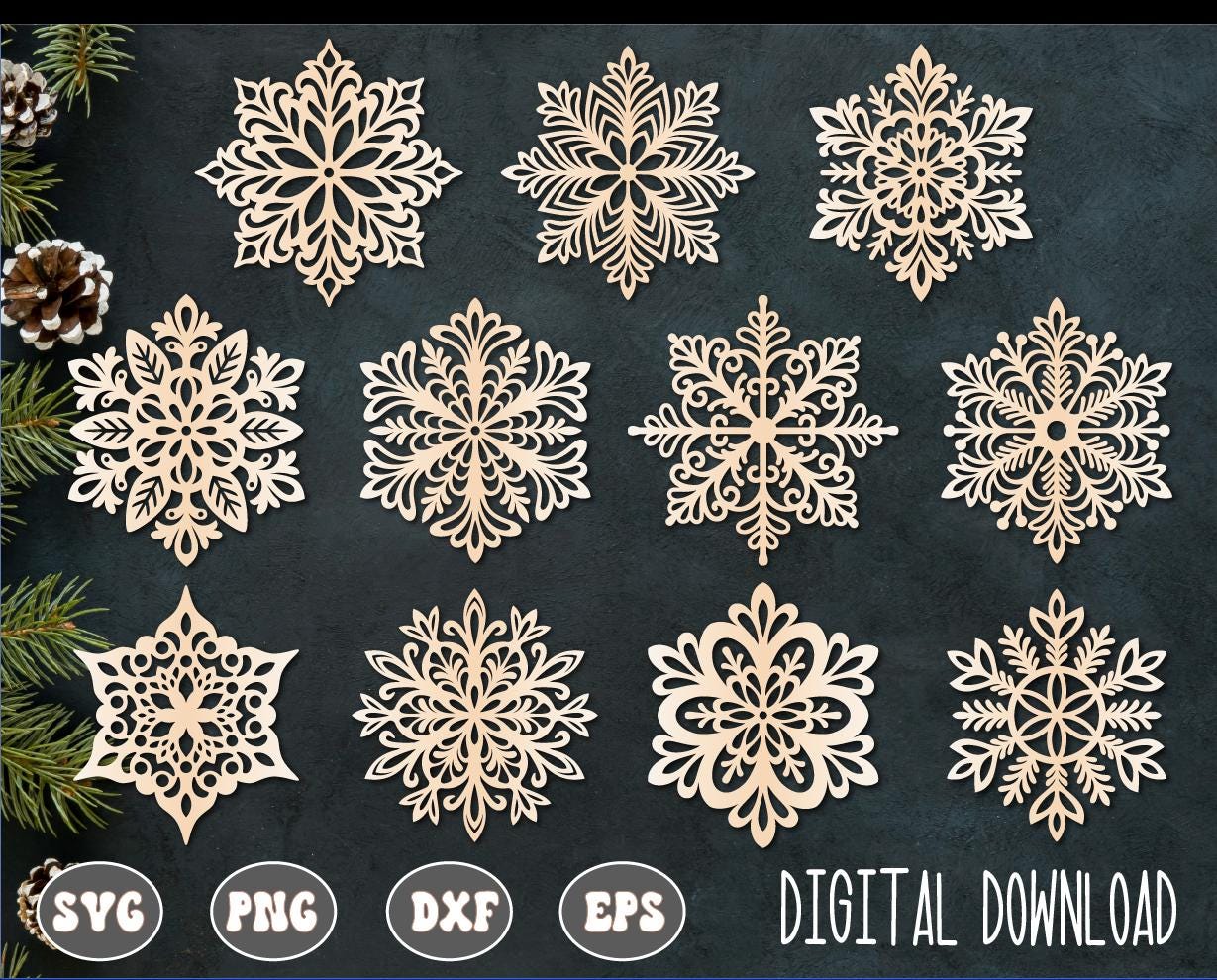 SVG PNG Christmas Clipart, 11 Snowflakes Svg Png Dxf, Xmas Snowflakes ...
