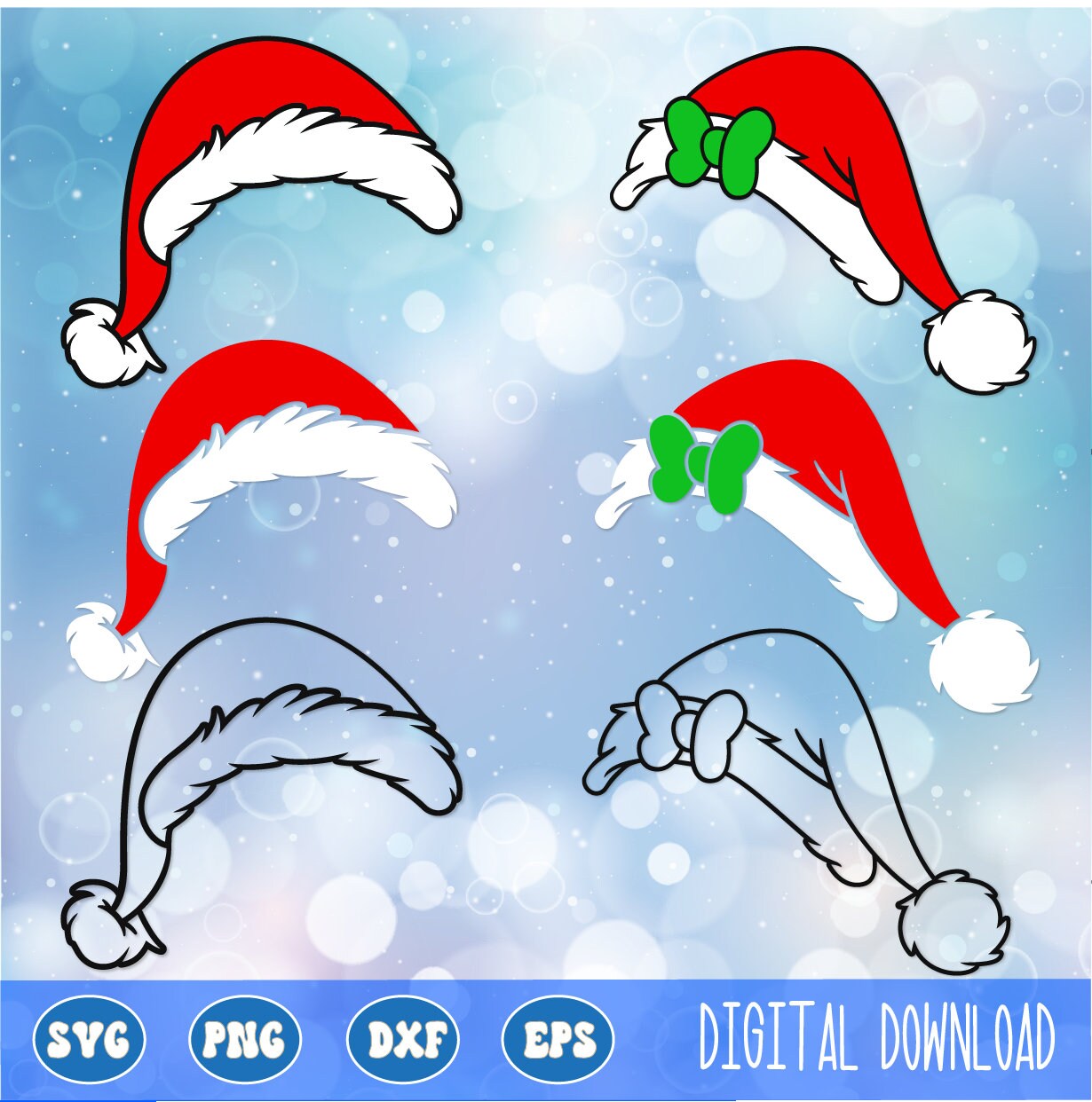 SVG PNG Christmas Clipart, Santa Hat Svg, Christmas Hat Svg, Layered ...
