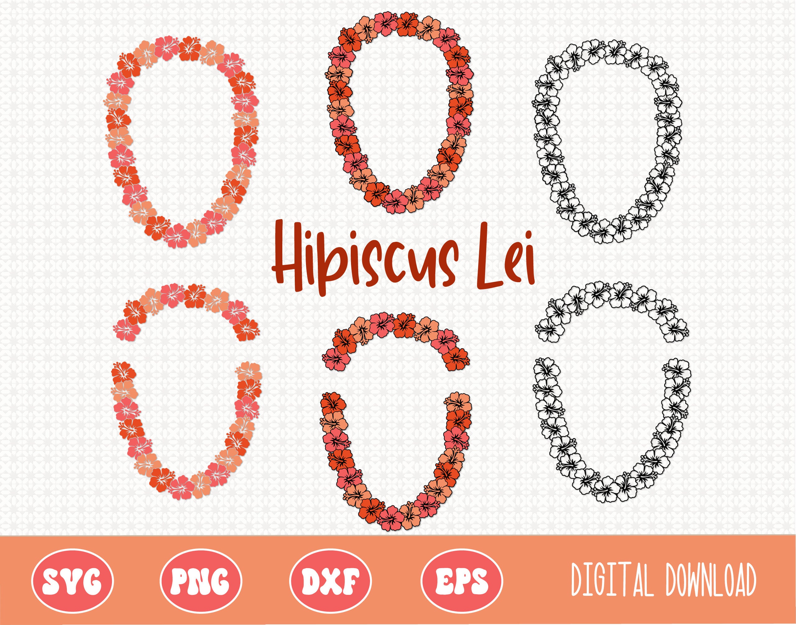 SVG PNG Hibiscus Flowers Lei Strand, Hawaiian Tropical Flower Garland ...