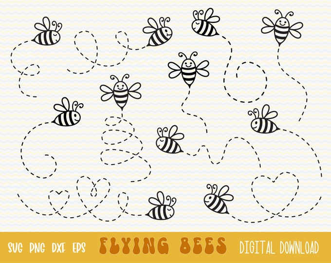 Bee Path Svg Bundle , Bee Trails Svg, Honey Bee Path Svg Designs ...