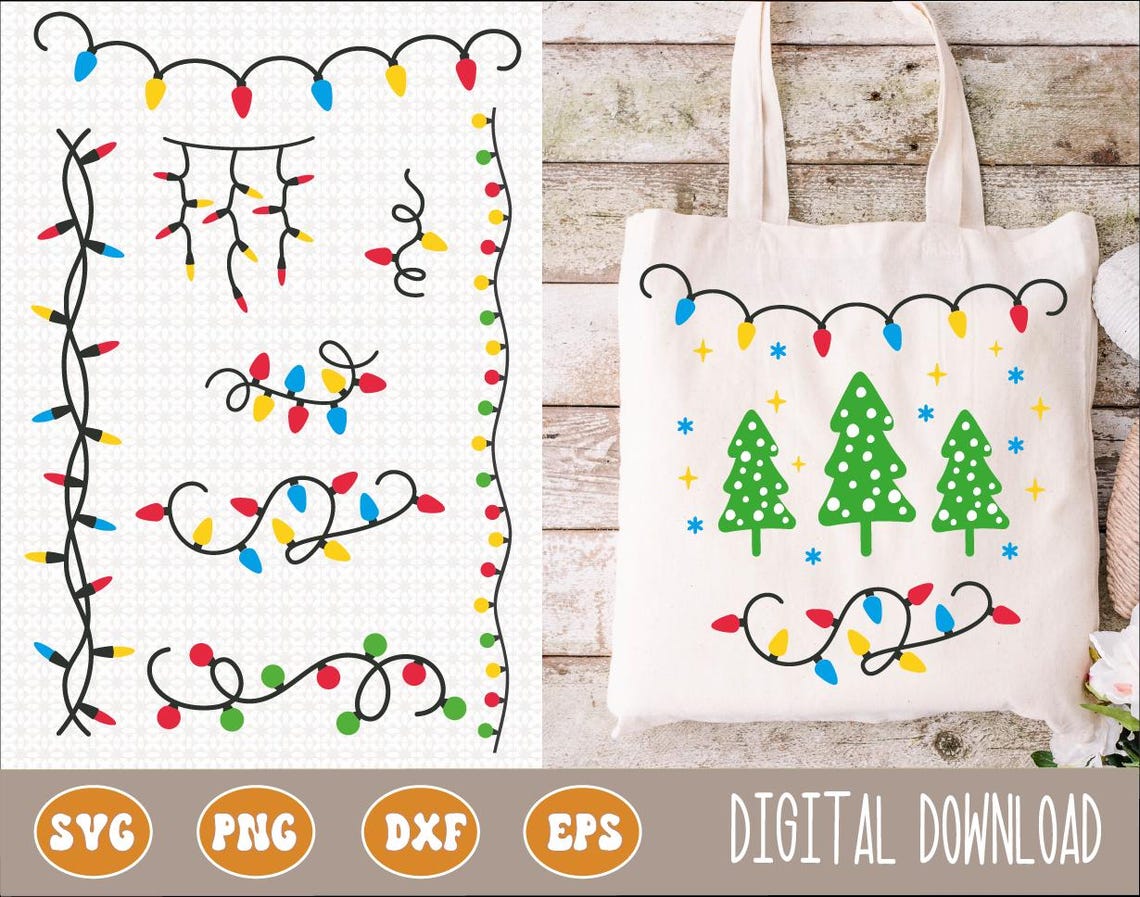 SVG PNG Christmas Clipart, Christmas Lights SVG, Glow Christmas Lights ...