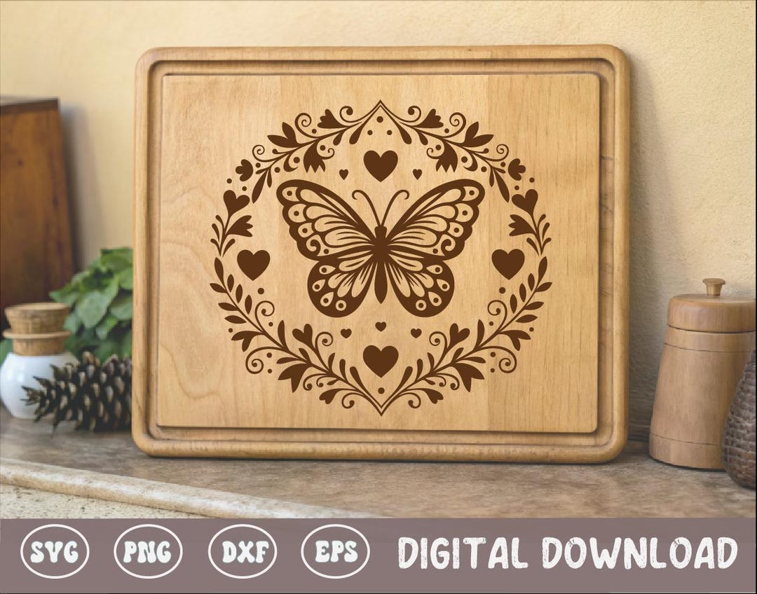 Butterfly Board SVG, Cottagecore Cutting Board Digital File, Cutting ...
