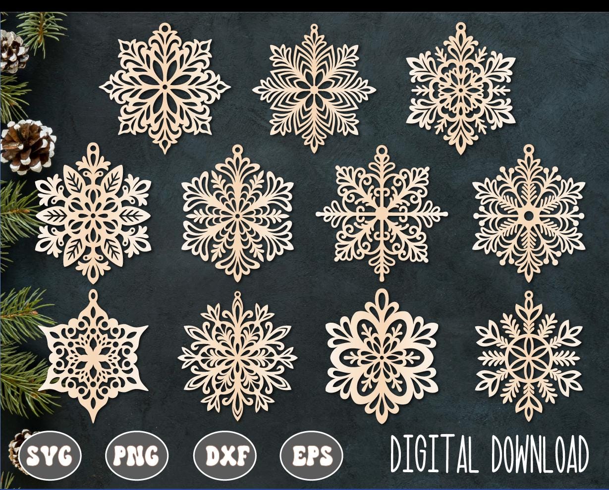 SVG PNG Christmas Clipart, 11 Snowflakes Svg Png Dxf, Xmas Snowflakes ...