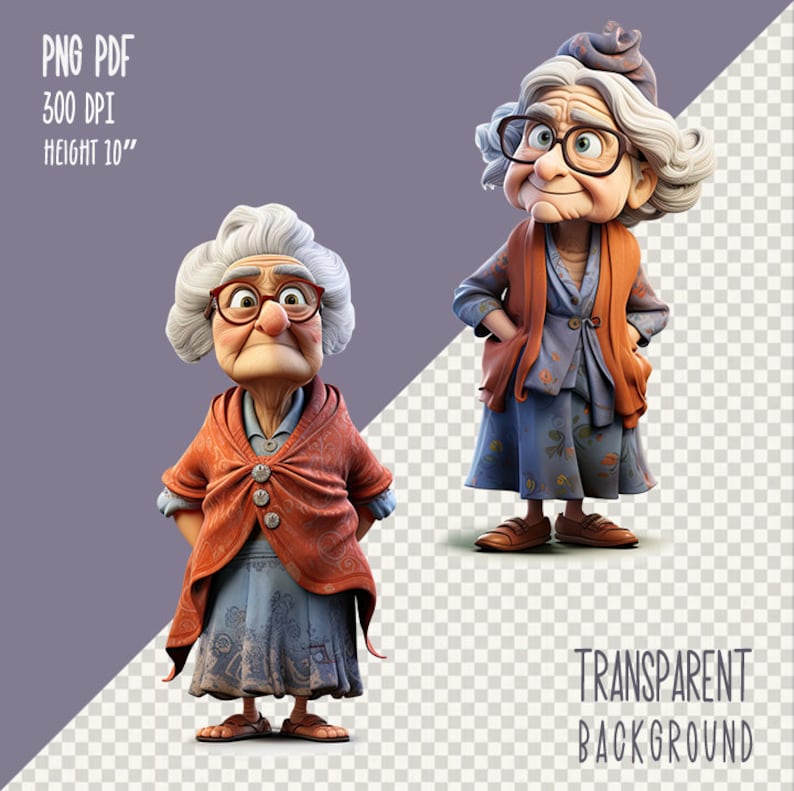 15 PNG Funny Old Lady Clipart, Cartoon Grandma, Grumpy Old Age Woman ...