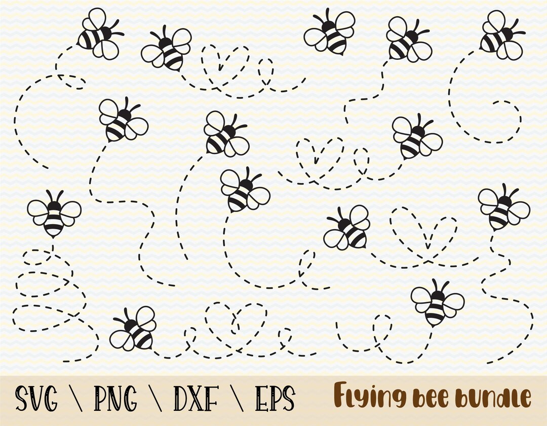 SVG PNG Flying Honey Bee Bundle, Path Bee, Track, Flying Bee Trail ...