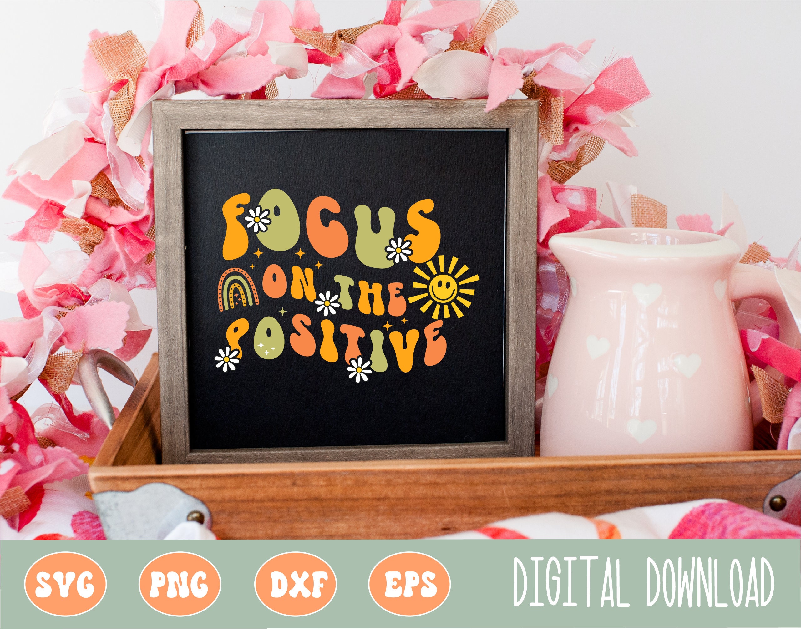 SVG PNG Positive Bundle, Enjoy the Little Things, Good Vibes, Love ...