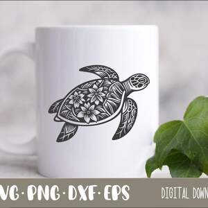 Floral Sea Turtle SVG Bundle, Tribal Turtle Vector Files for Cricut ...