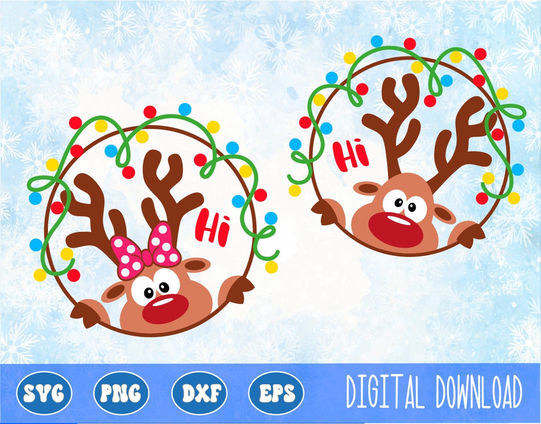 Christmas Deer SVG: Reindeer Rudolph Faces, Layered Cut File ...